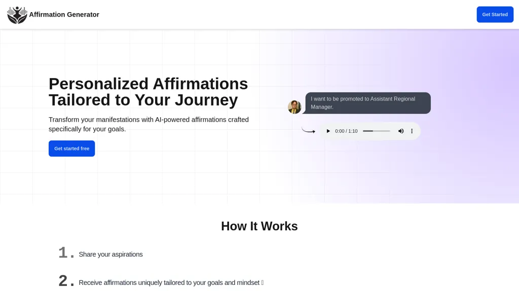 Affirmation Generator - AI Audio Generation Tool