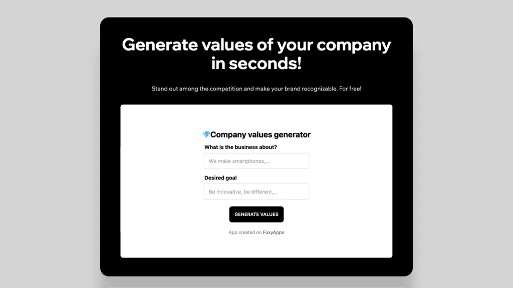 Company values generator