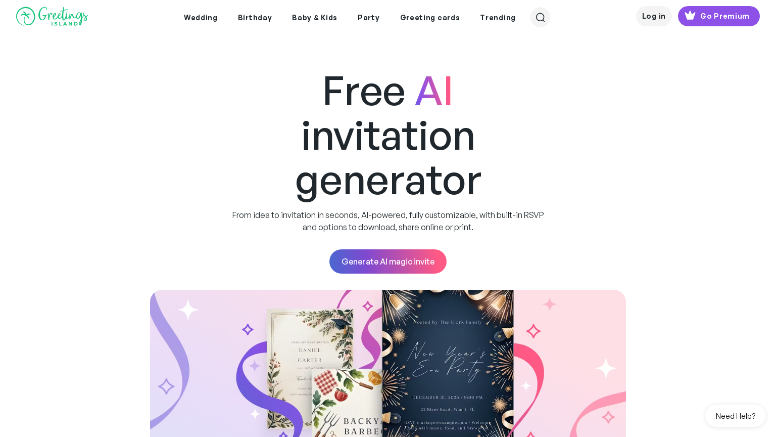 AI Invitation Generator - GreetingsIsland - AI Relationships Tool