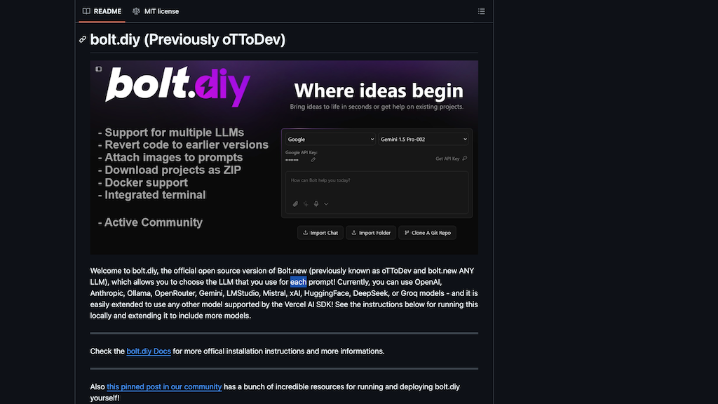 Bolt.diy: review, pricing and product details - Developer tools
