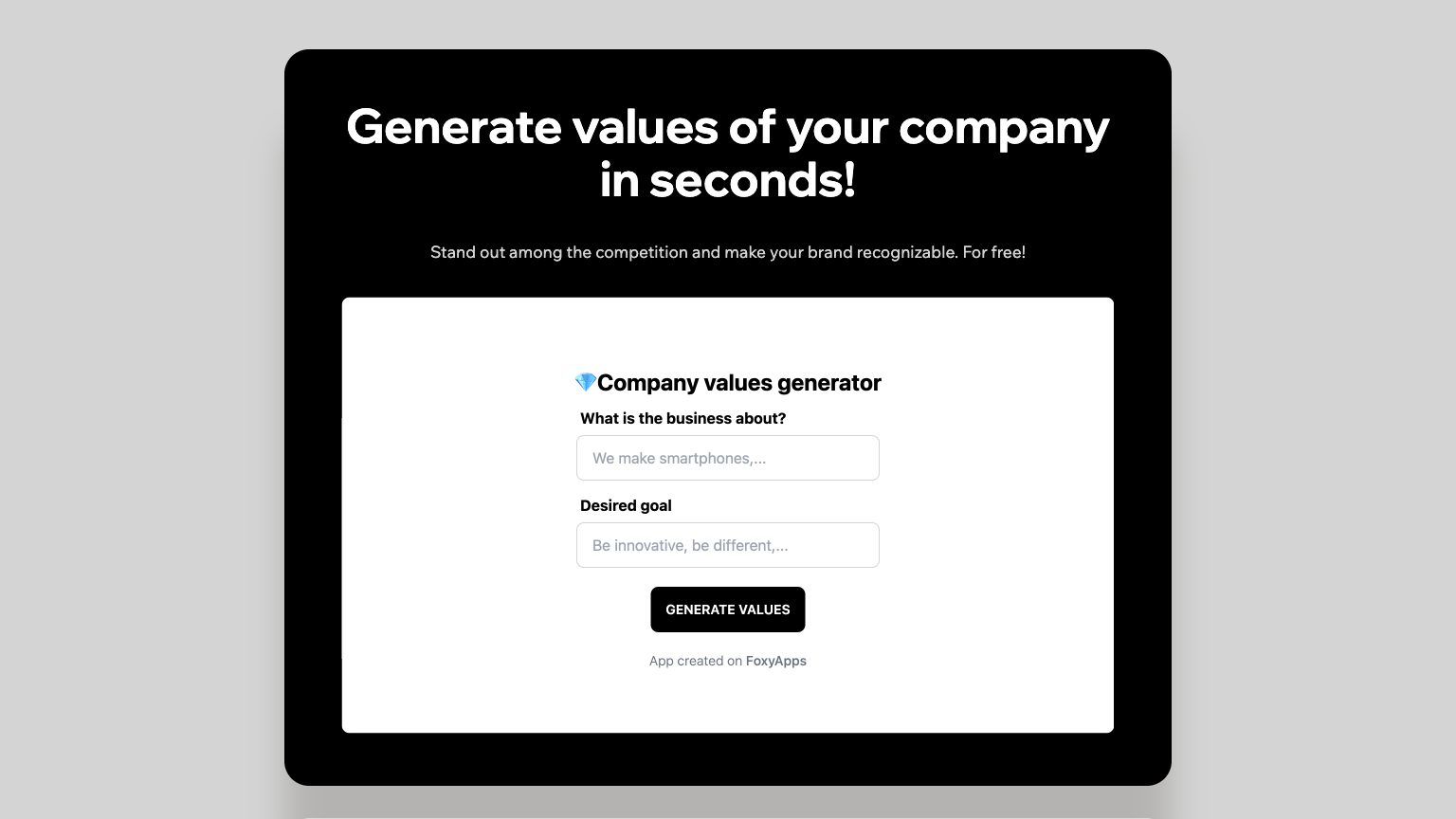 Company values generator
