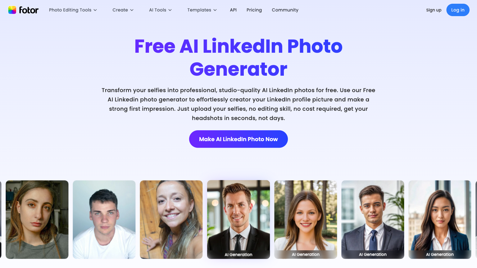 Fotor AI LinkedIn Photo Generator