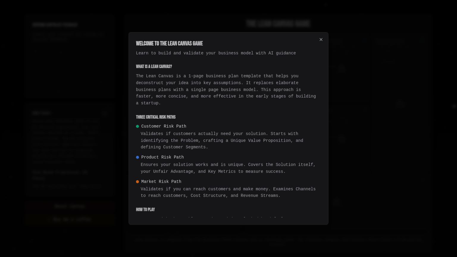 Lean Canvas Game