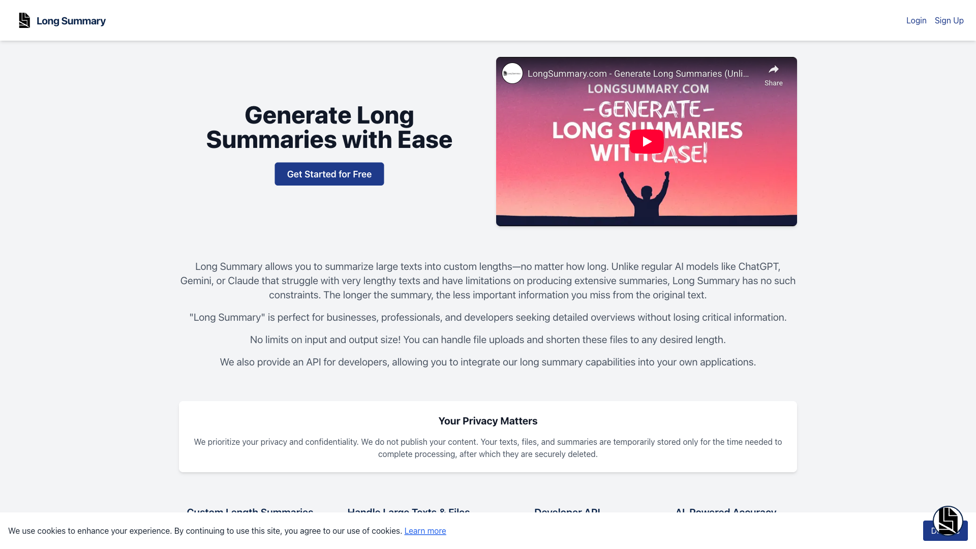Long Summary - AI Summarizer Tool