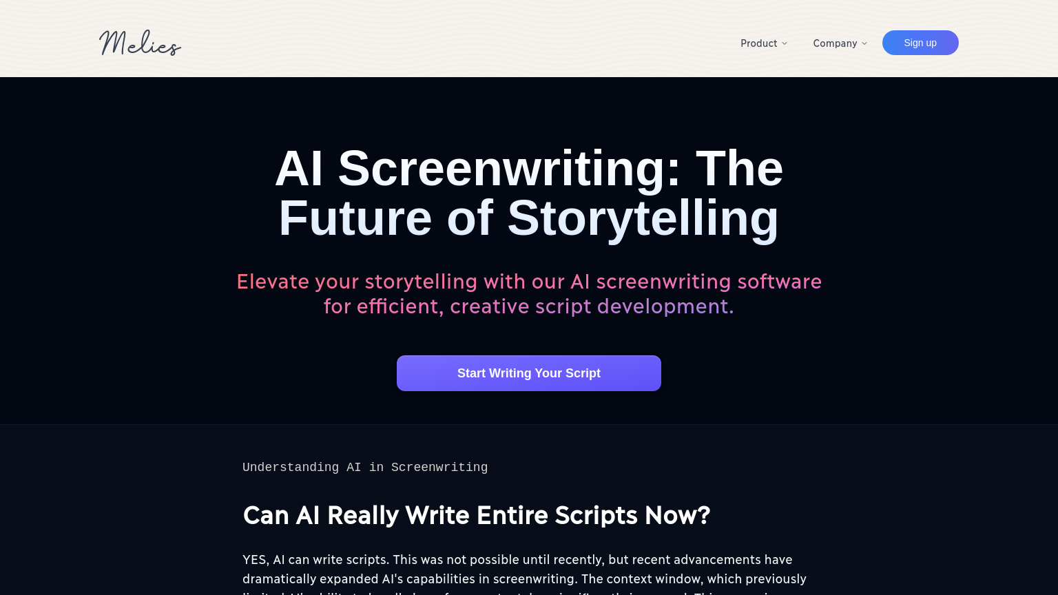 Melies AI Screenwriting Software