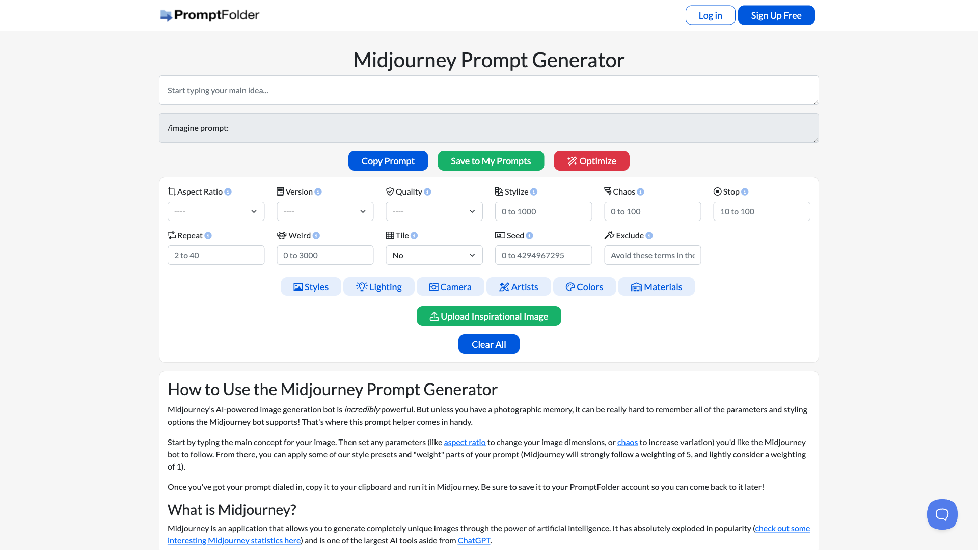 MidJourney Prompt Tool - AI Image Generation Tool