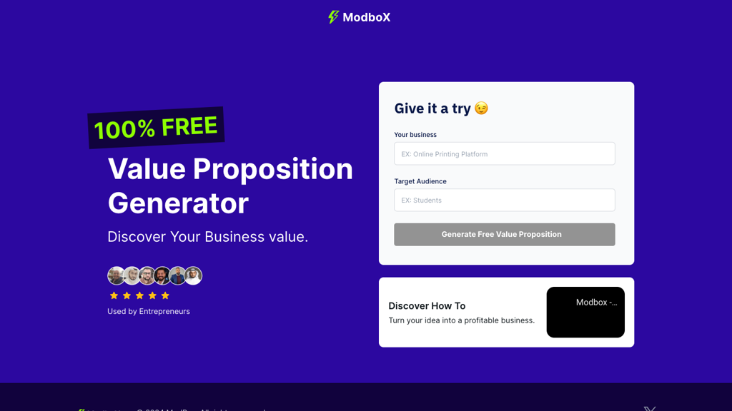 Modbox - Value Proposition Generator