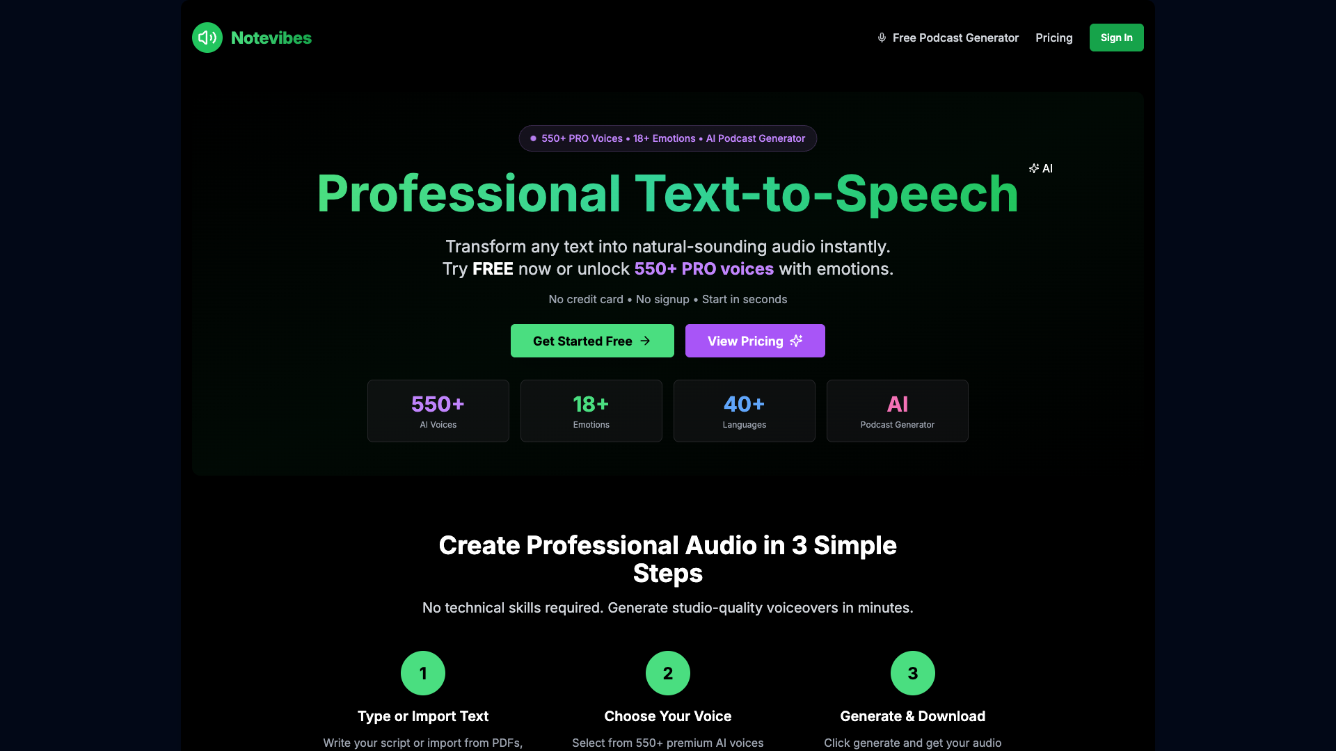 notevibes.com - AI Text-To-Speech Tool