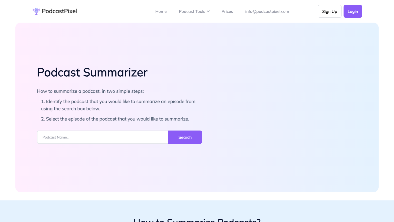 PodcastPixel - Podcast Summarizer