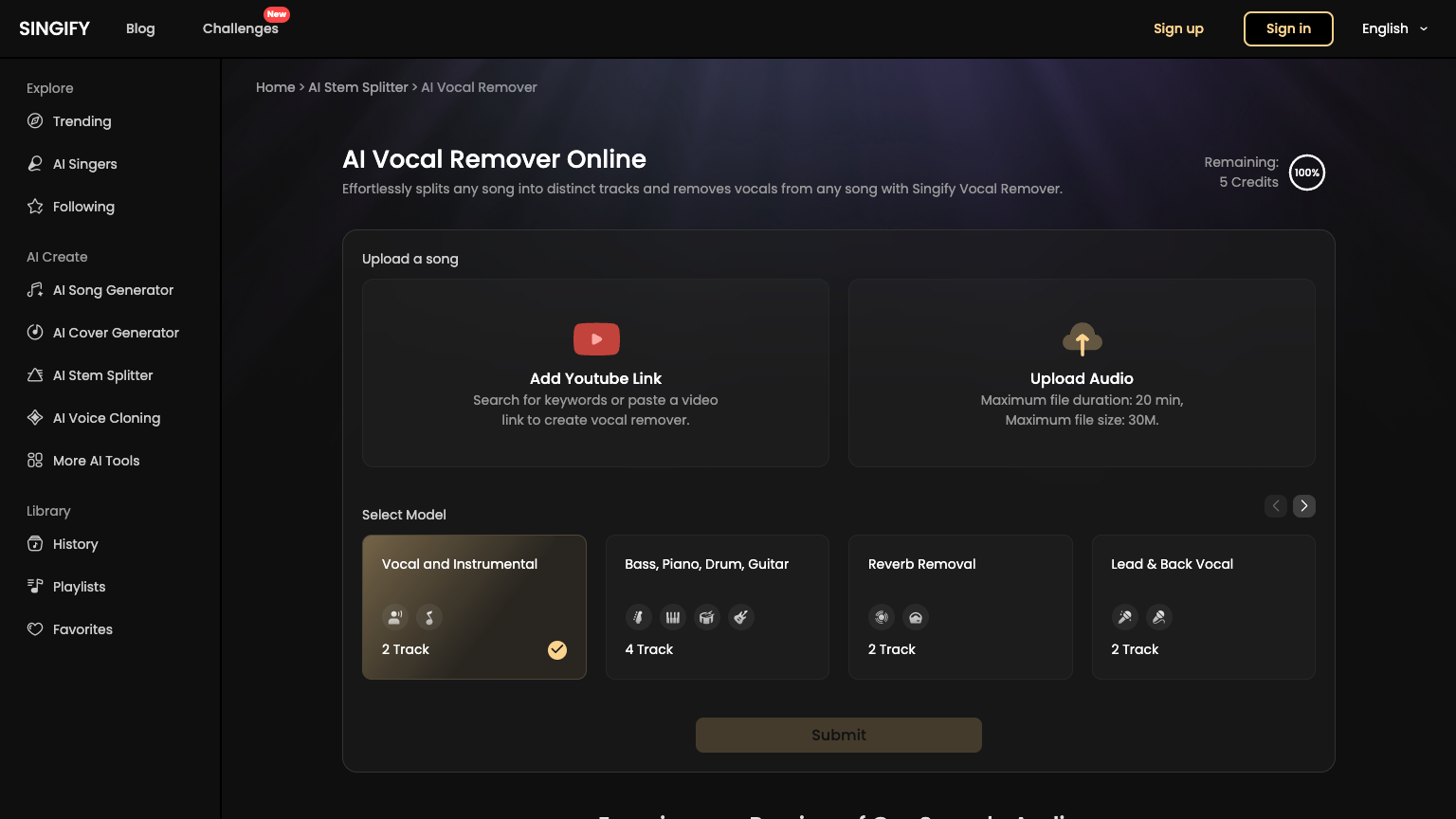 Singify Vocal Remover