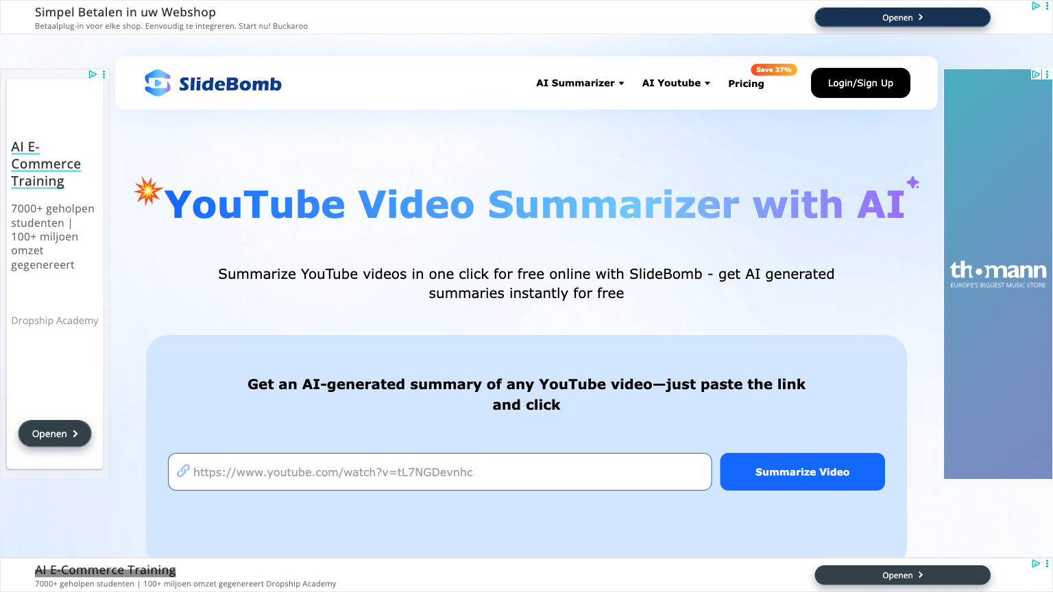 Slidebomb Summarizer AI