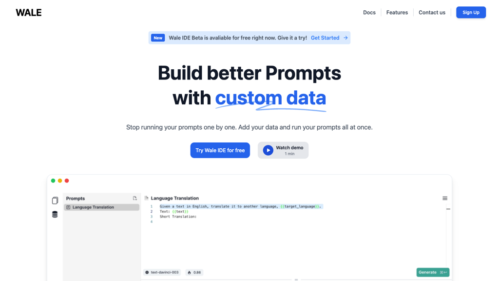 Wale IDE - AI Prompt Guides Tool