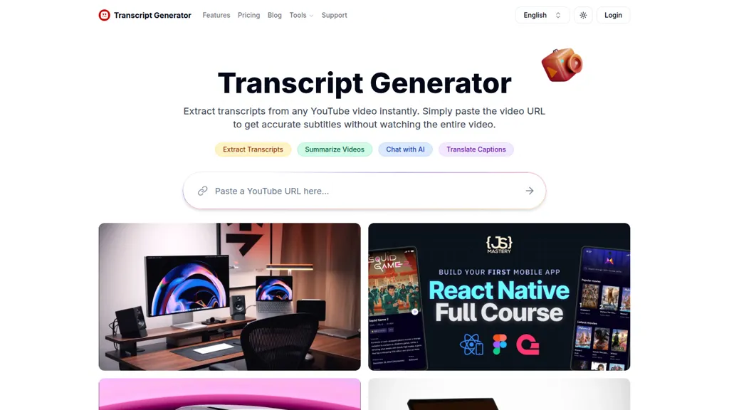 YouTube Transcript Generator - AI Transcriber Tool